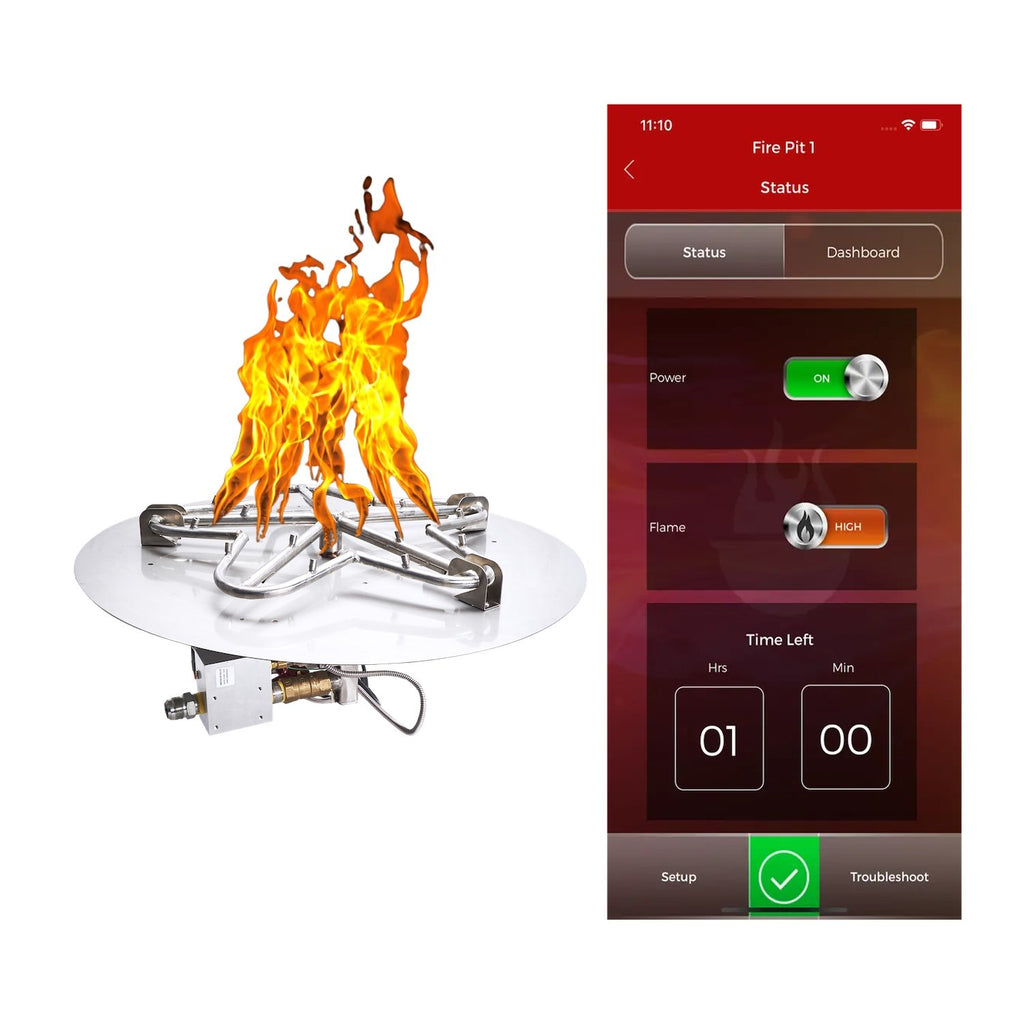 HPC Fire Torpedo Gas Fire Pit Burner Penta Round Flat Insert 120 VAC B ...